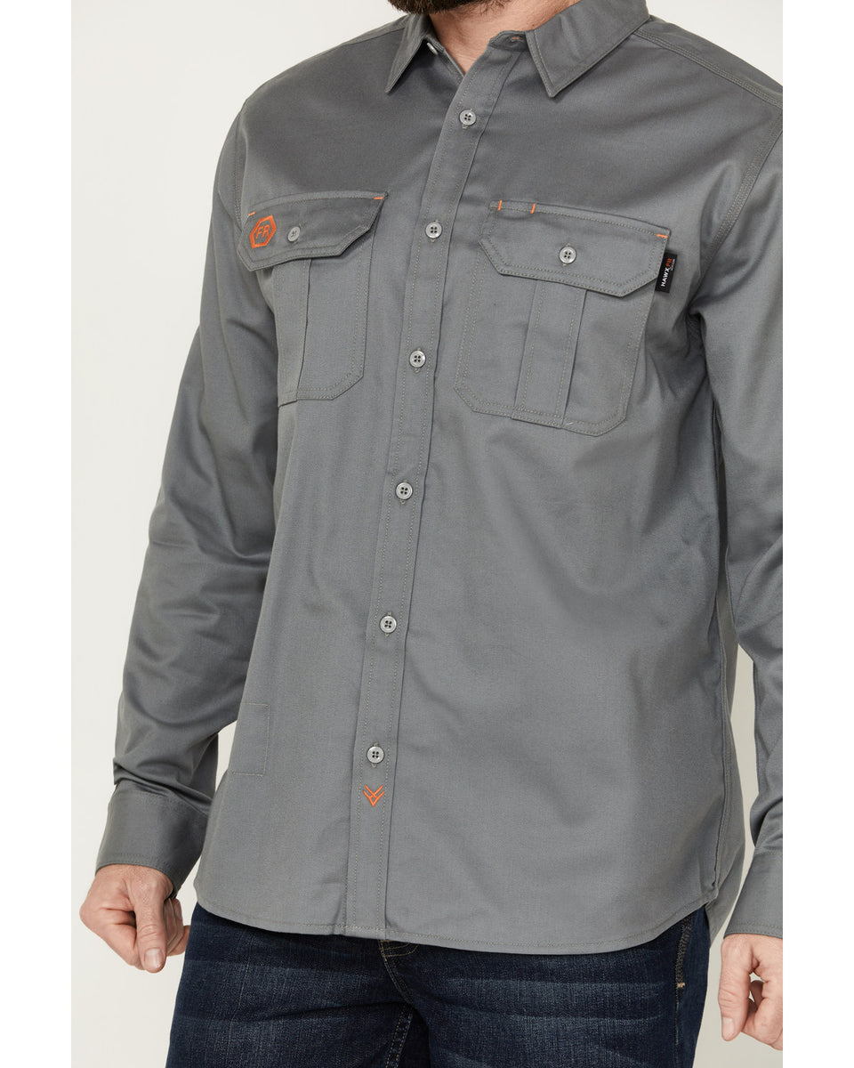 Men's FR Woven Long Sleeve Button-Down Work Shirt – Hawx